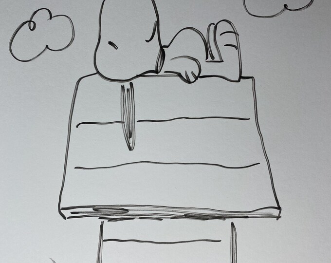 Peanuts, Cartoon, Dog, Comic Original, Estate Found Drawing, Painting ...