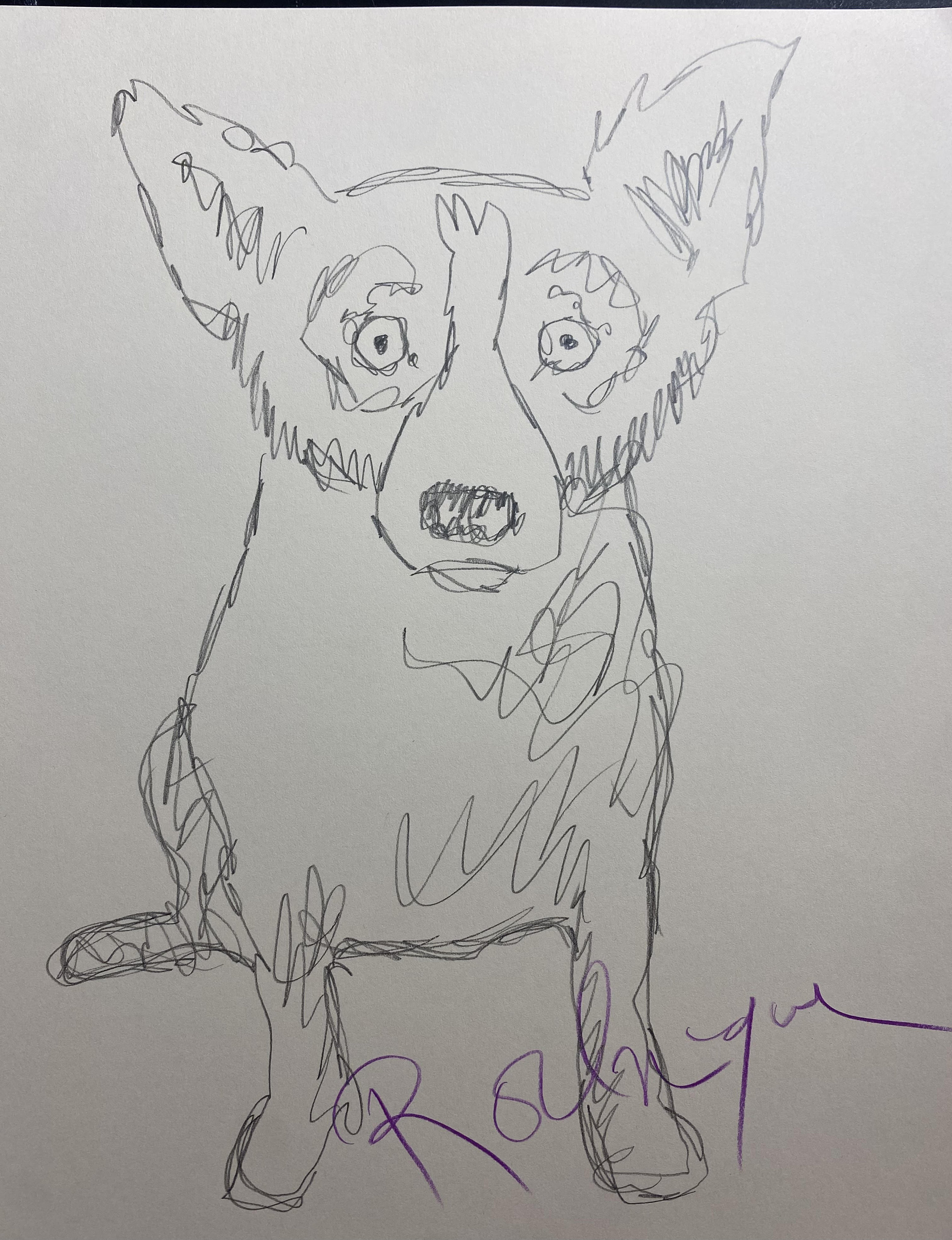 Blue Dog, Original, Estate Found Drawing, Painting, Art, Artwork, Dog ...