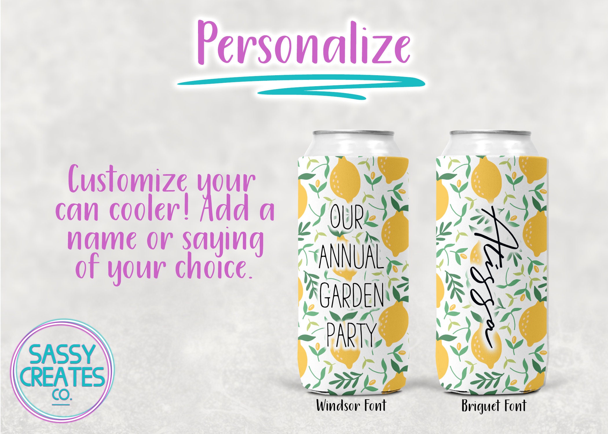 Lemon Can Cooler Personalized Lemonade Coolie Main Squeeze - Etsy