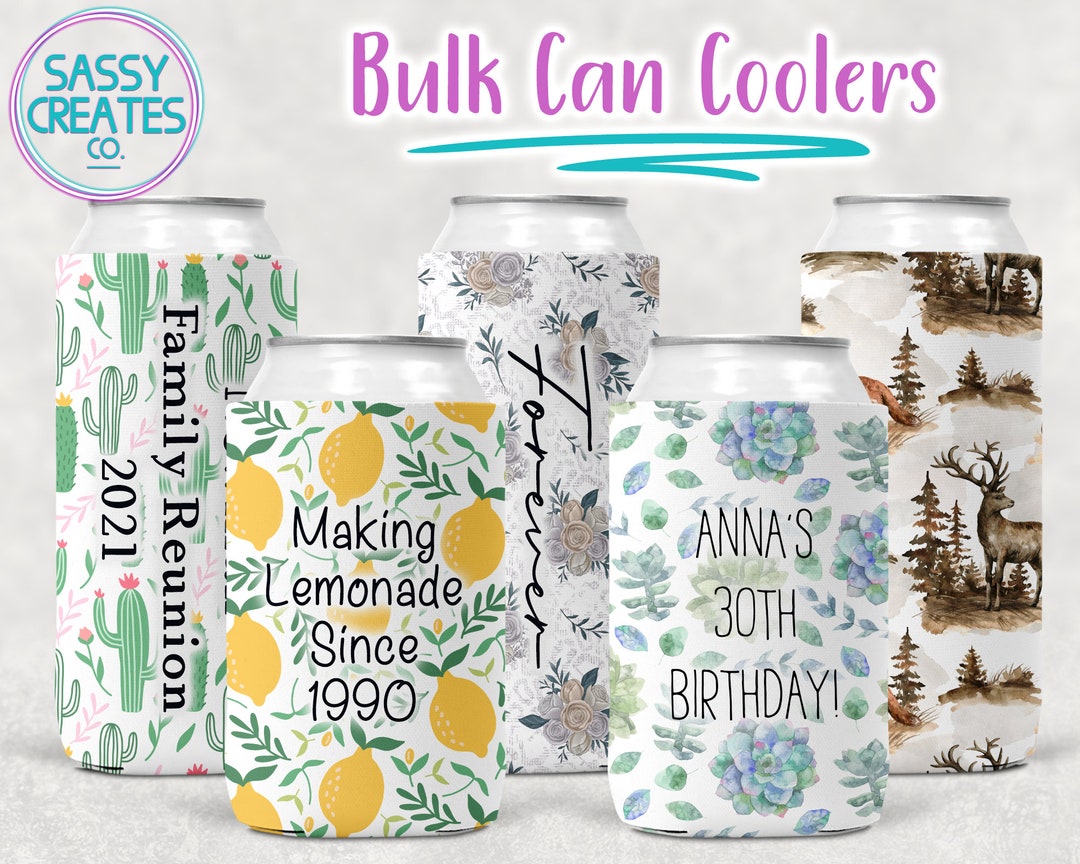 Personalized Birthday Can Coolers, Bulk Wedding Favor, Family Reunion ...