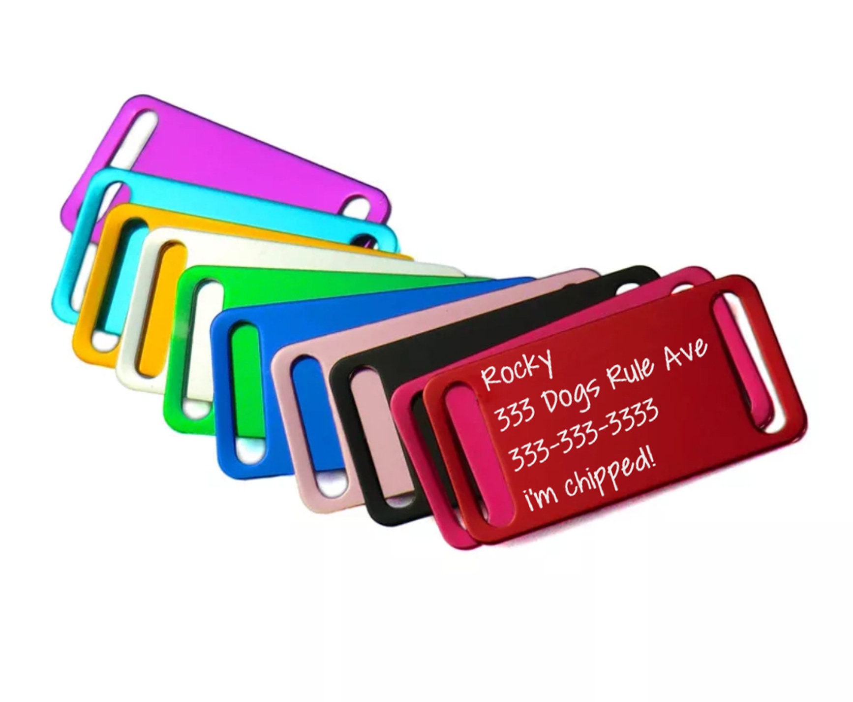 Engraved Slide on Dog ID Tag Steel Pet ID Tags, Personalized Slide on ...