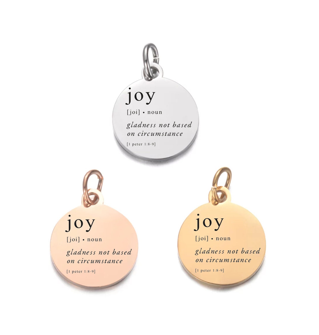 Joy Defn Gold Silver Rose Gold Charms Joy Charm - Etsy