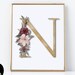 Letter Art Print, PRINTABLE Letter N Wall Art, Initial Wall Art, Floral ...