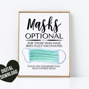 Face Mask Sign PRINTABLE Wear a Mask Sign Mask Optional - Etsy