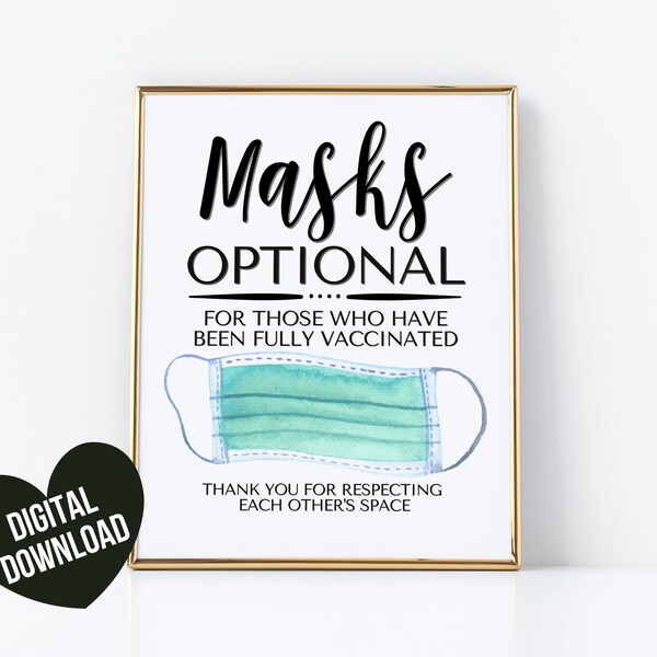 Masks Optional Sign - Etsy
