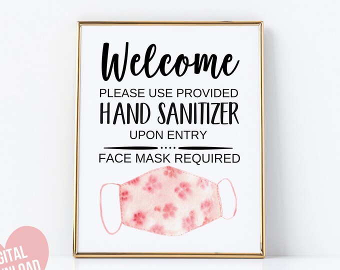 Welcome Please Put A Mask on Before Entering Door Hanger Sign Mask ...