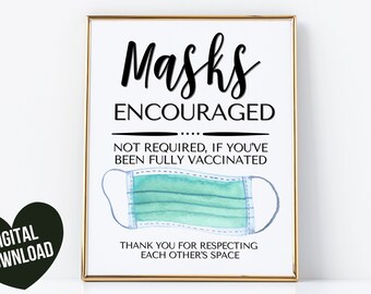 Masks Encouraged Sign - Etsy