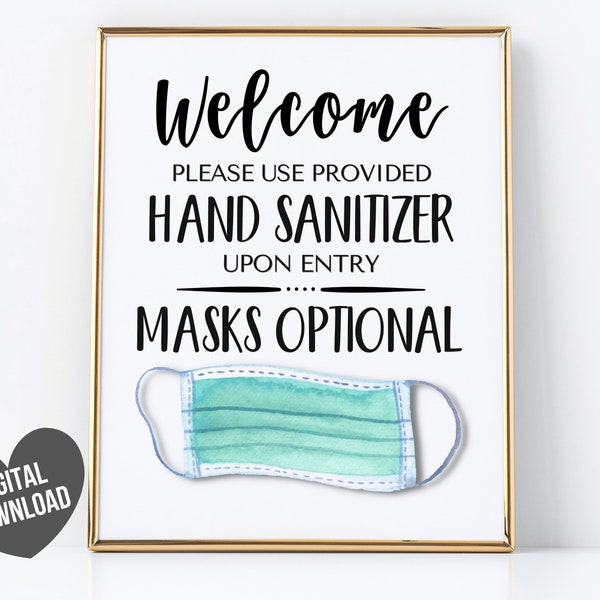 Masks Optional Sign - Etsy