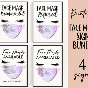 Face Mask Sign BUNDLE, Mask Required Sign Printable, Please Wear a Mask ...