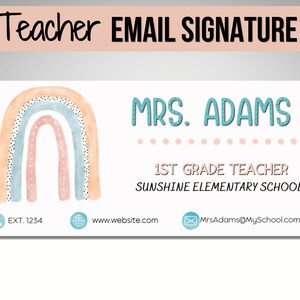 Email Signature Teacher Email Signature Template Boho - Etsy