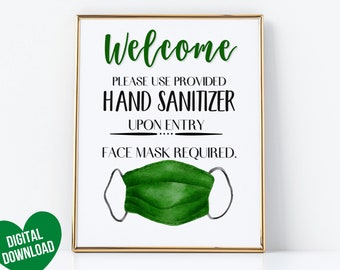 Face Mask Sign Social Distance Sign Printable Please | Etsy