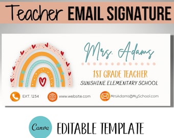 Teacher Email Signature Boho - Etsy