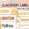 Boho Classroom Labels, Student Name Tags, Retro Boho Classroom Decor ...