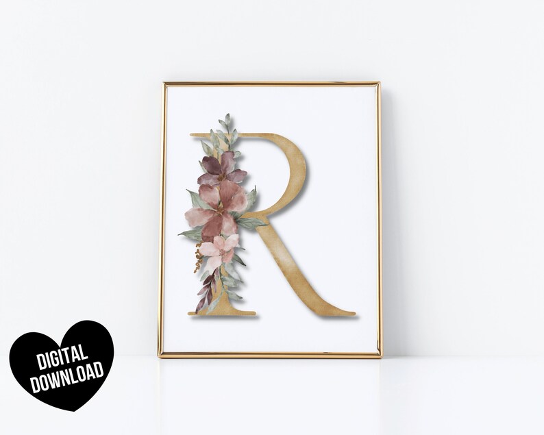 Letter R Wall Art PRINTABLE Letter Art Print Initial Wall - Etsy