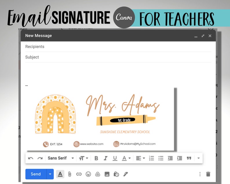 Teacher Email Signature Email Template BUNDLE Email - Etsy