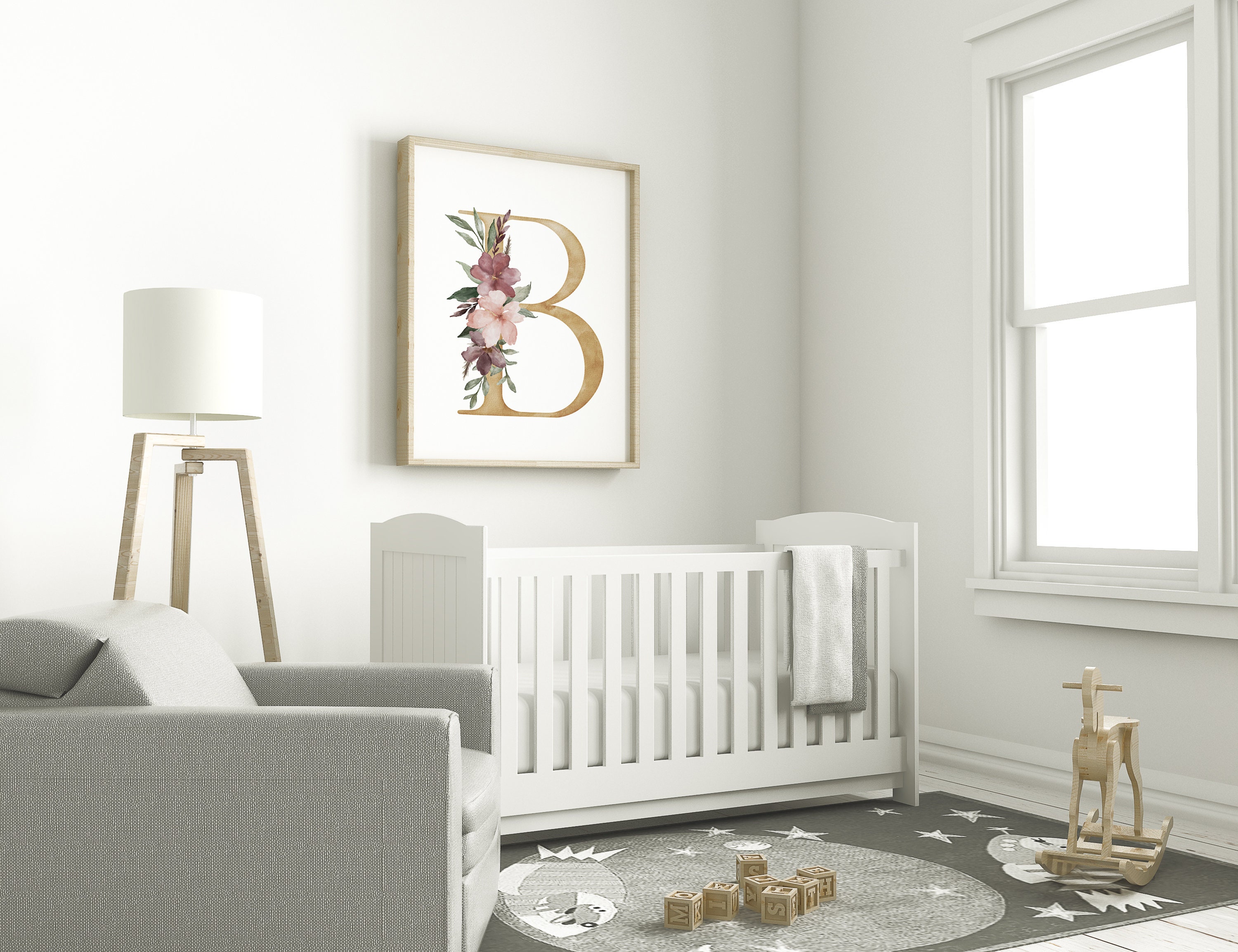 Letter Art Print Printable Letter B Wall Art Initial Wall | Etsy