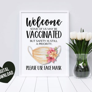 Please Wear a Mask Sign, Printable Mask Required Sign, Vaccinated Sign ...