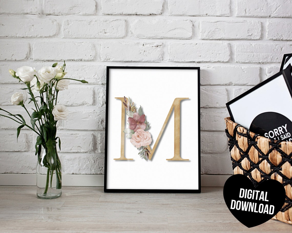 Letter Art Print PRINTABLE Letter M Wall Art Initial Wall - Etsy