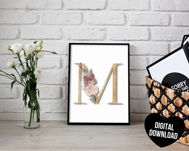 Letter Art Print PRINTABLE Letter M Wall Art Initial Wall - Etsy