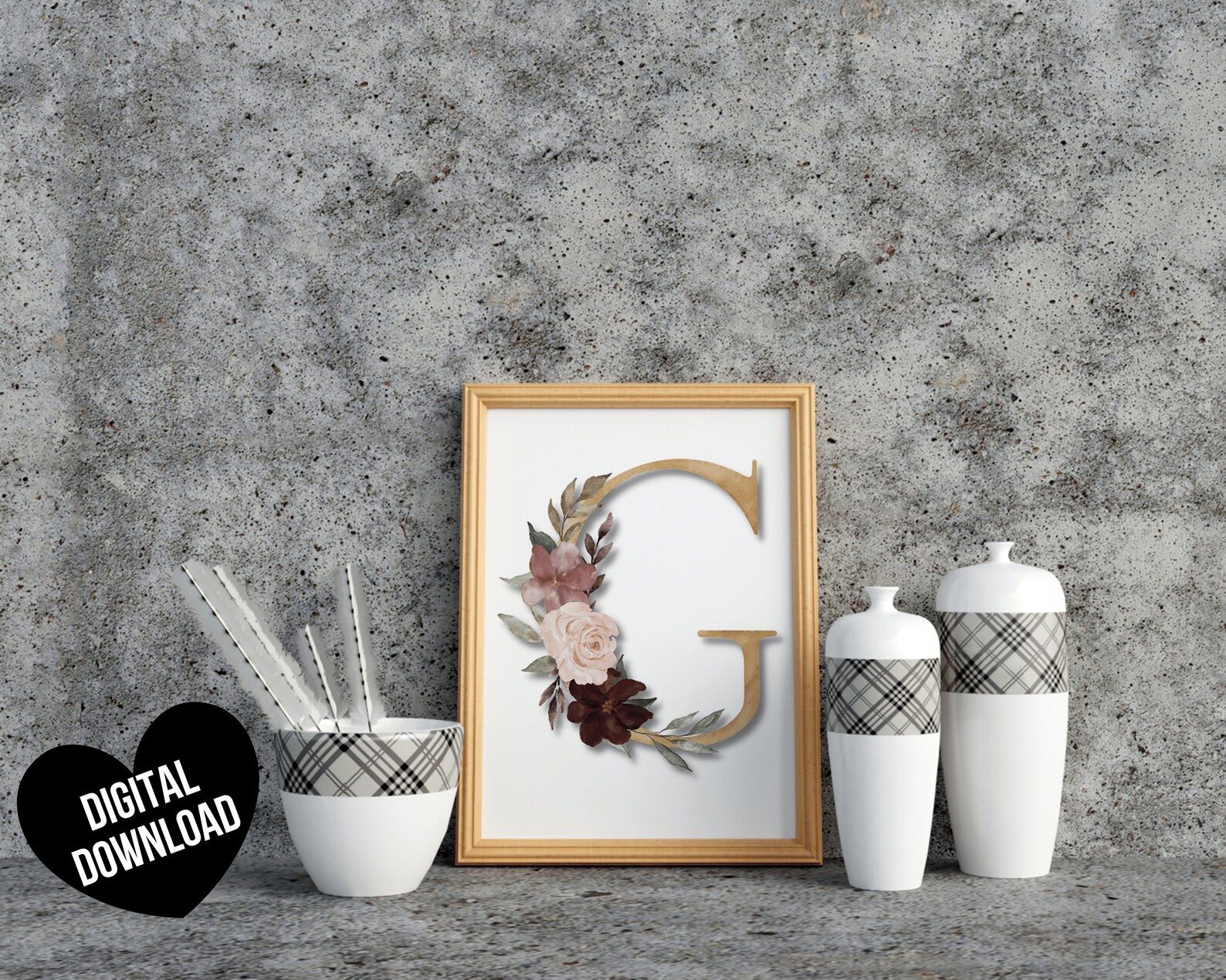 Letter Art Print PRINTABLE Letter G Wall Art Initial Wall | Etsy