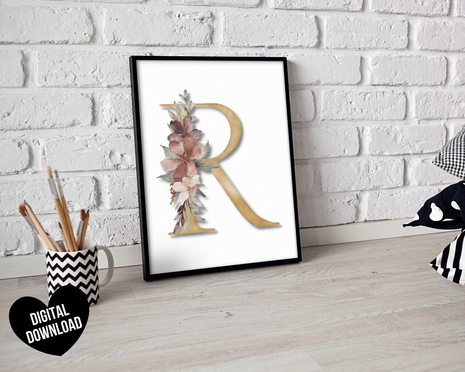 Letter R Wall Art PRINTABLE Letter Art Print Initial Wall - Etsy