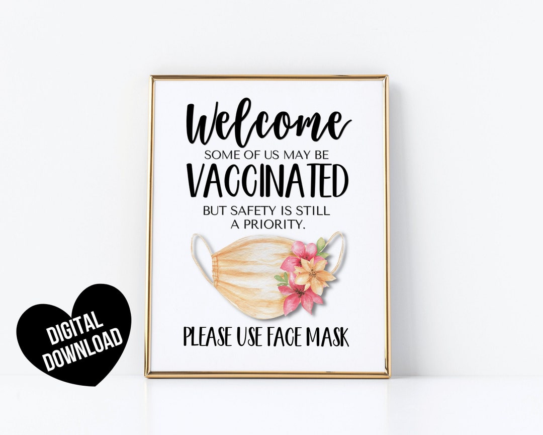Please Wear a Mask Sign, Printable Mask Required Sign, Vaccinated Sign ...