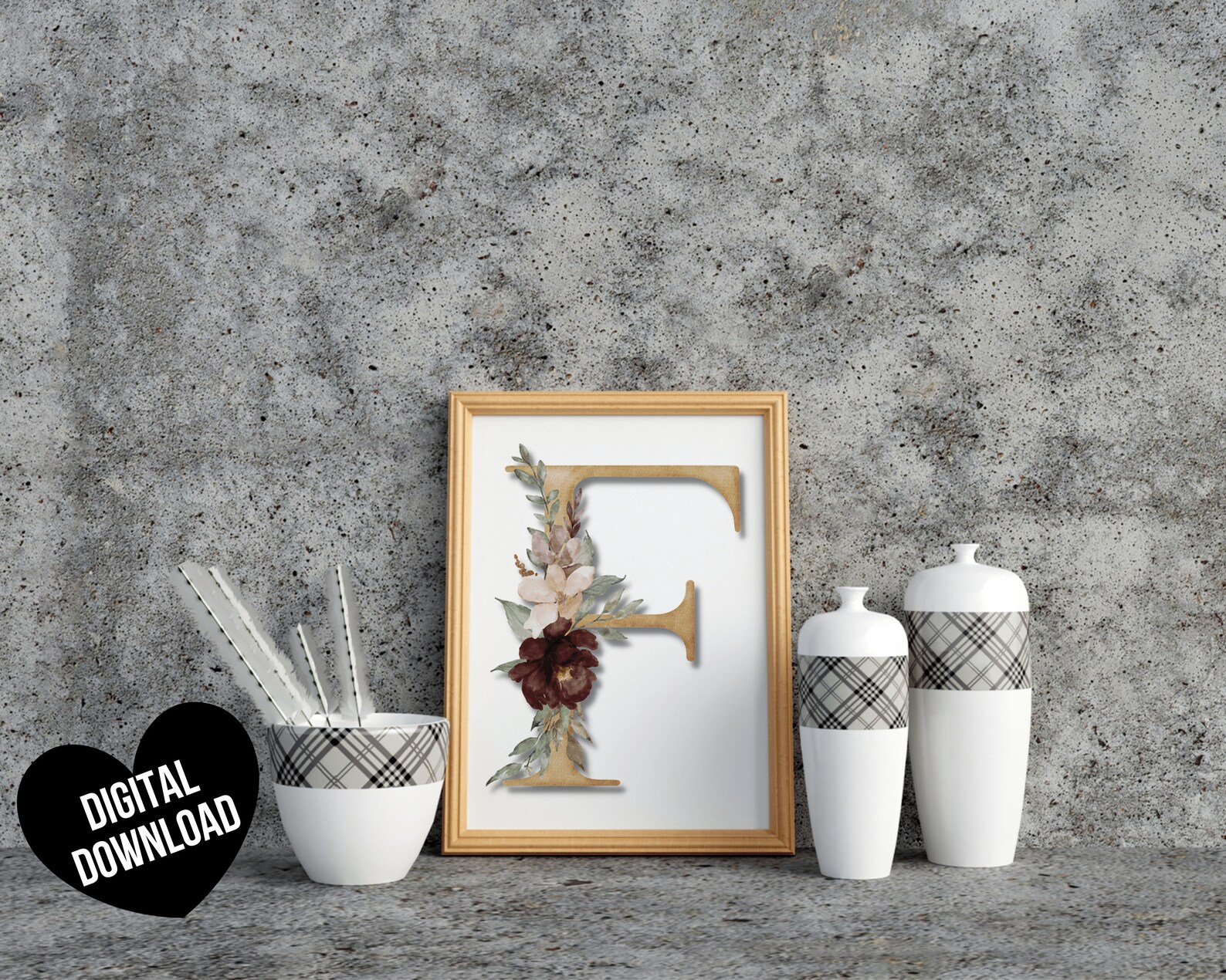 Letter Art Print PRINTABLE Letter F Wall Art Initial Wall - Etsy