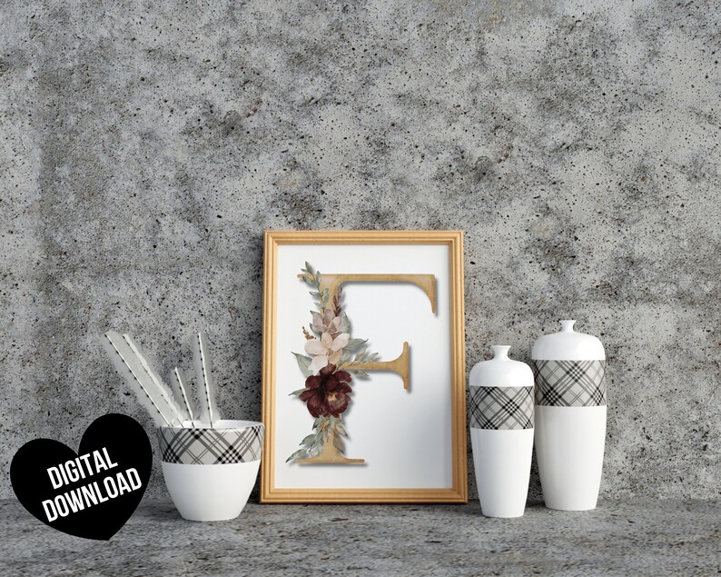 Letter Art Print PRINTABLE Letter F Wall Art Initial Wall - Etsy