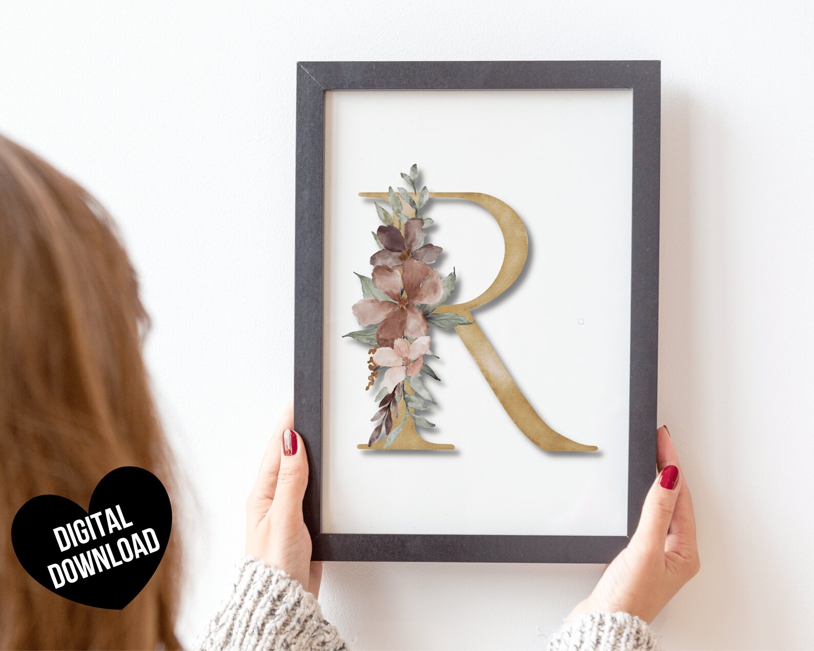 Letter R Wall Art PRINTABLE Letter Art Print Initial Wall - Etsy