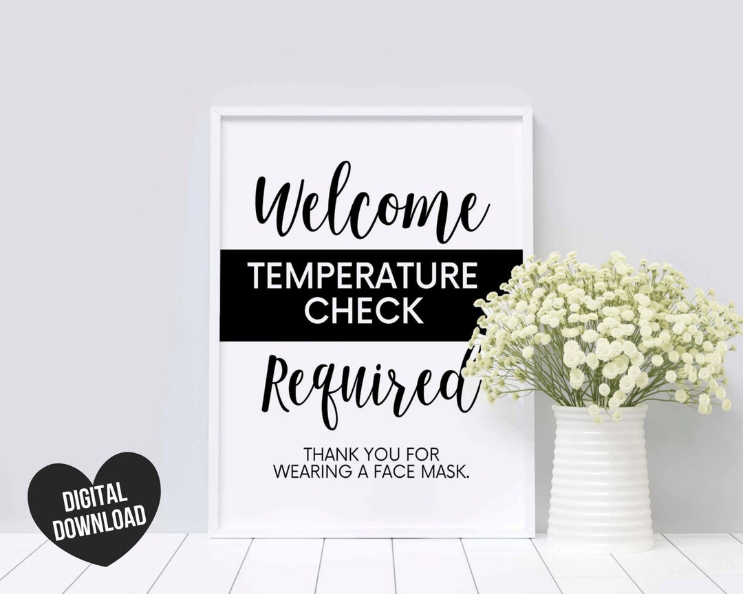 Temperature Check Required Sign Printable, Temperate Check and Face ...