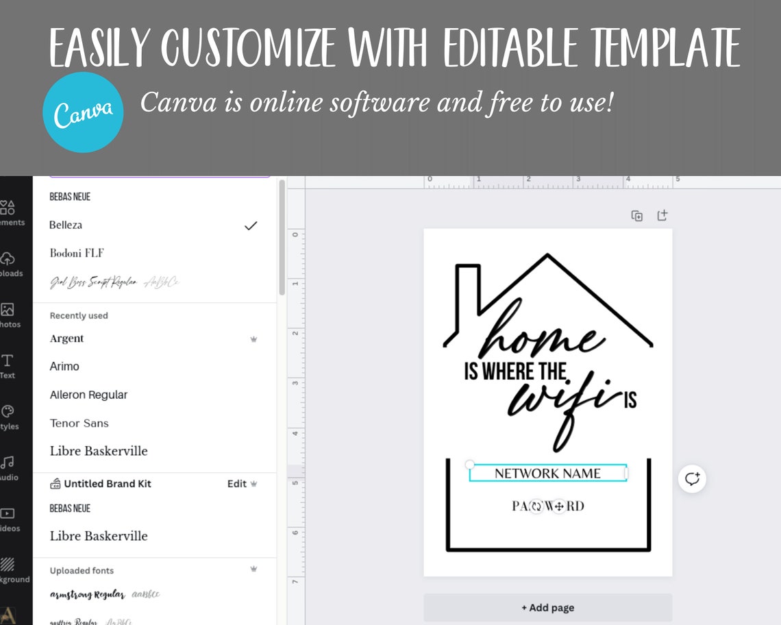 Wifi Sign Wifi Password Sign EDITABLE Wifi Sign Template - Etsy