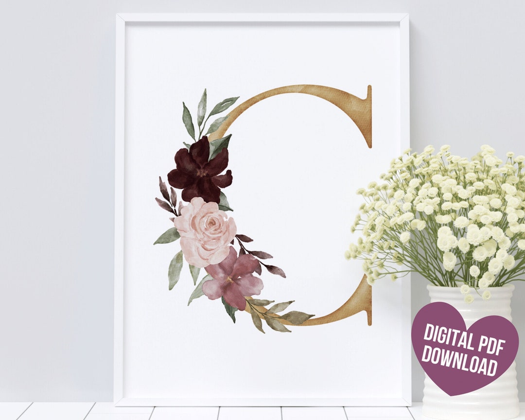 Printable Letter C Wall Art, Letter Art Print, Initial Wall Decor ...