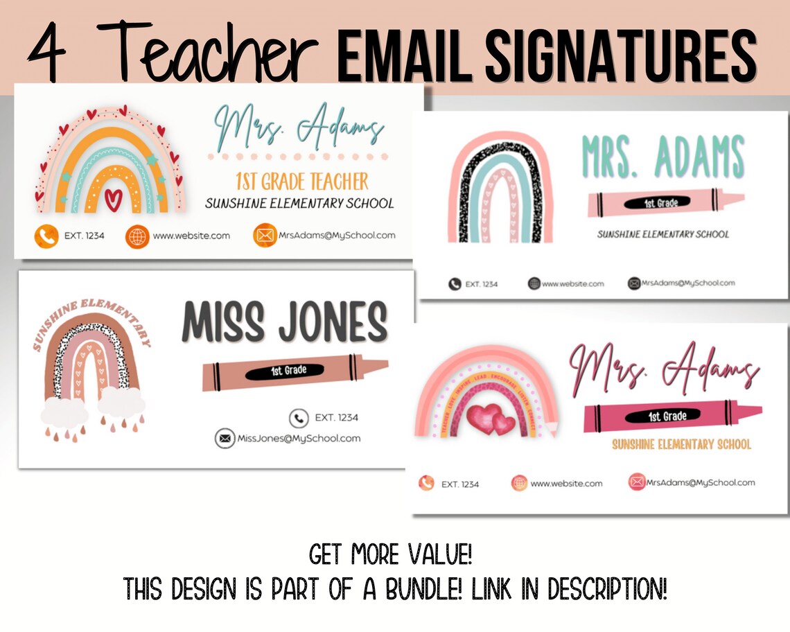 Teacher Email Signature Email Template for Teachers Email - Etsy