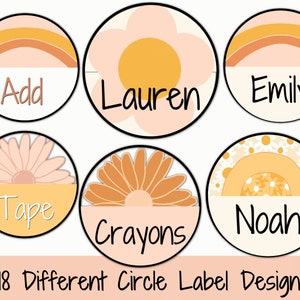 Boho Classroom Labels, Student Name Tags, Retro Boho Classroom Decor ...