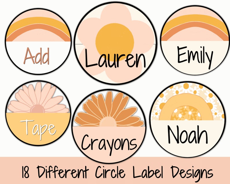 Boho Classroom Labels Student Name Tags Retro Boho Classroom - Etsy