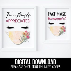 Face Mask Sign BUNDLE, Mask Required Sign Printable, Please Wear a Mask ...