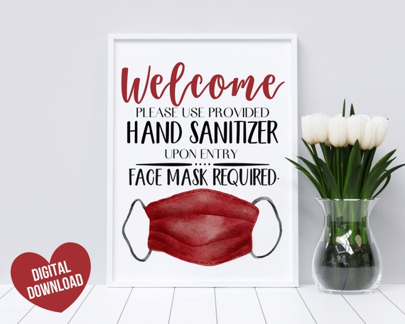 Face Mask Sign Printable Social Distance Sign Printable | Etsy