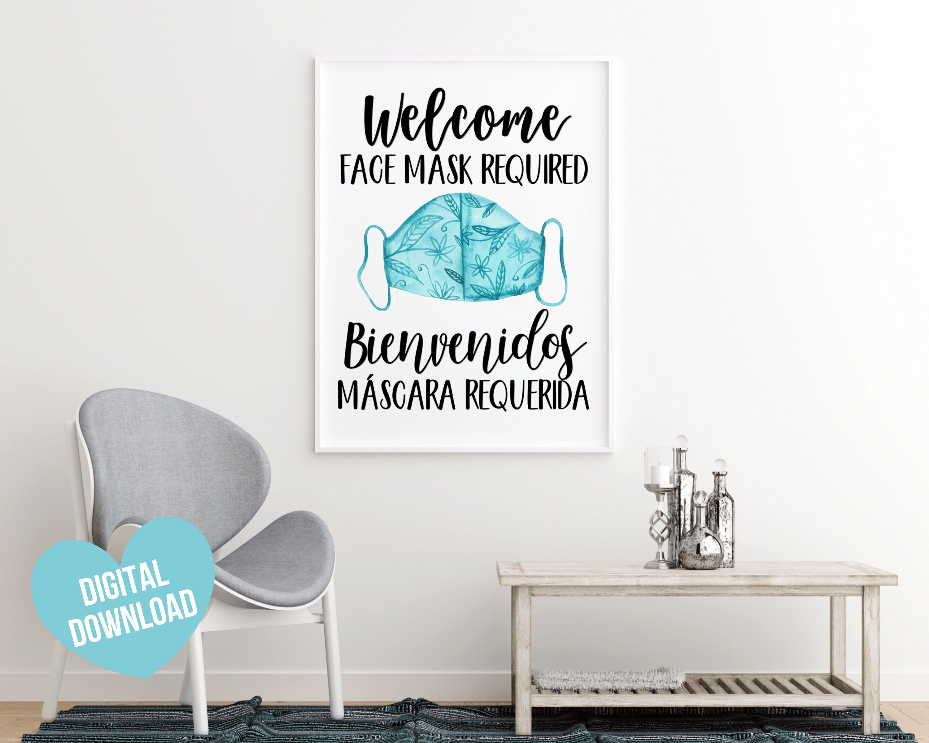 Face Mask Sign Mask Required Sign Printable Please Wear a - Etsy