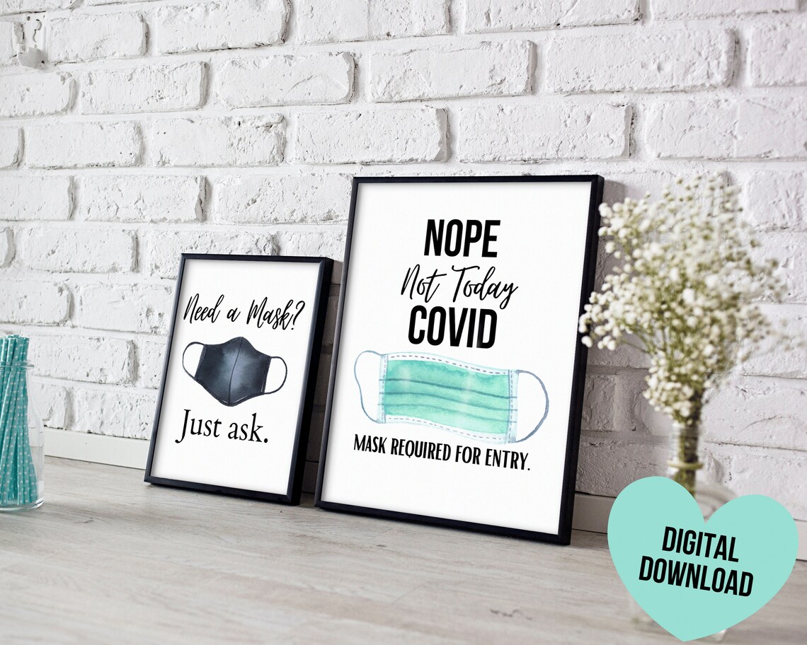 Face Mask Sign Printable Wear a Mask Sign Not Today Covid - Etsy