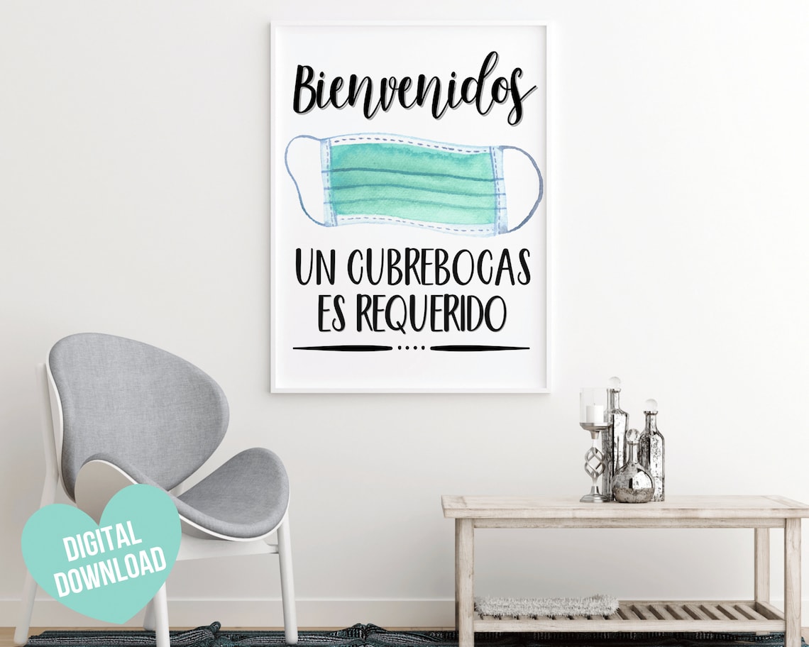 Face Mask Sign Mask Required Sign Printable Spanish Wear a - Etsy