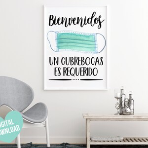 Face Mask Sign, Mask Required Sign Printable, Spanish Wear a Mask Sign ...