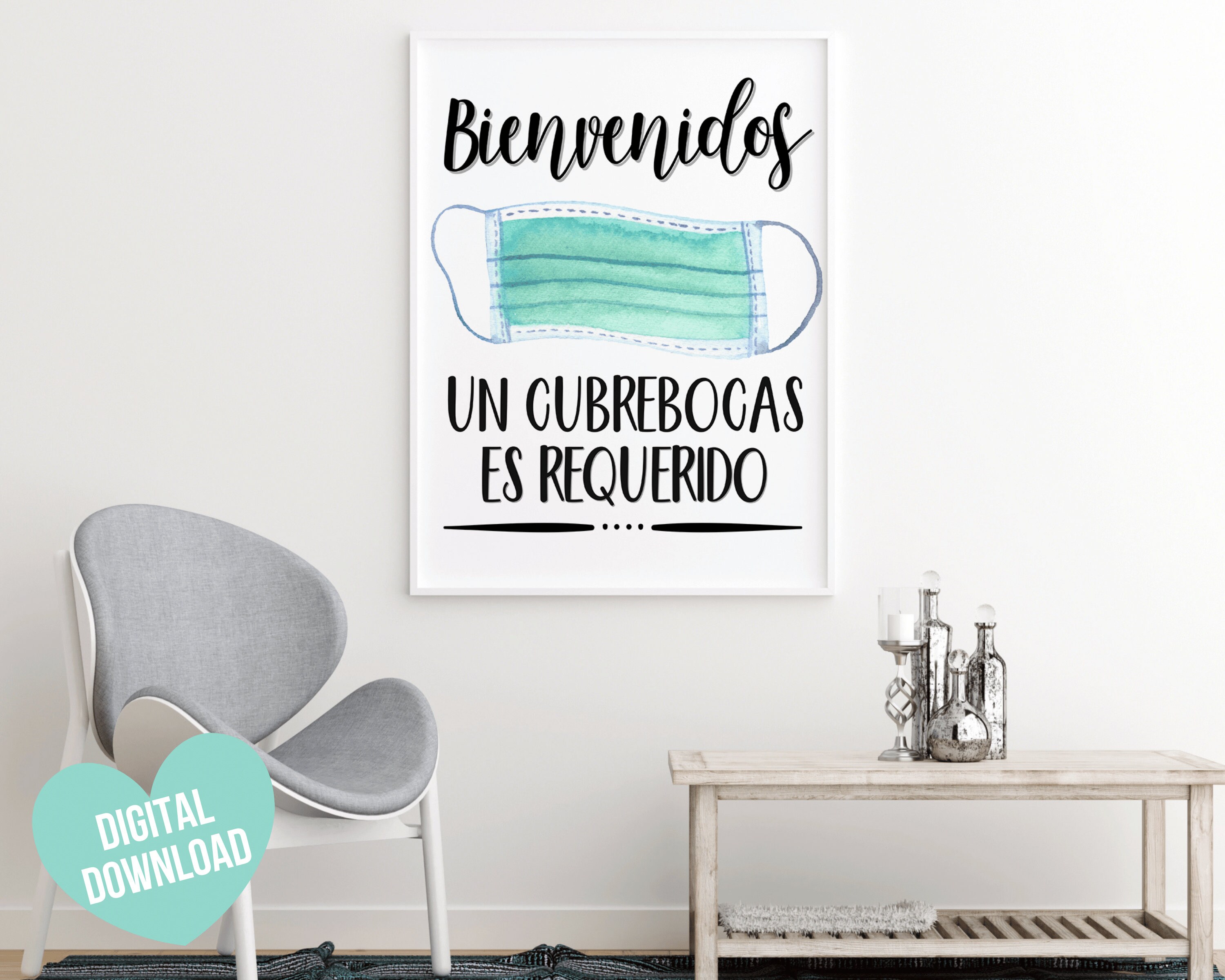 Face Mask Sign Mask Required Sign Printable Spanish Wear a - Etsy