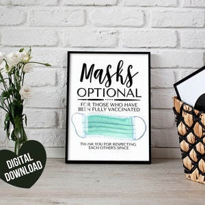 Face Mask Sign PRINTABLE Wear a Mask Sign Mask Optional - Etsy