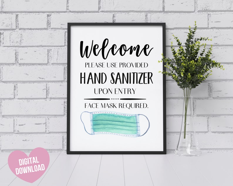 Face Mask Sign Social Distance Sign Printable Please | Etsy