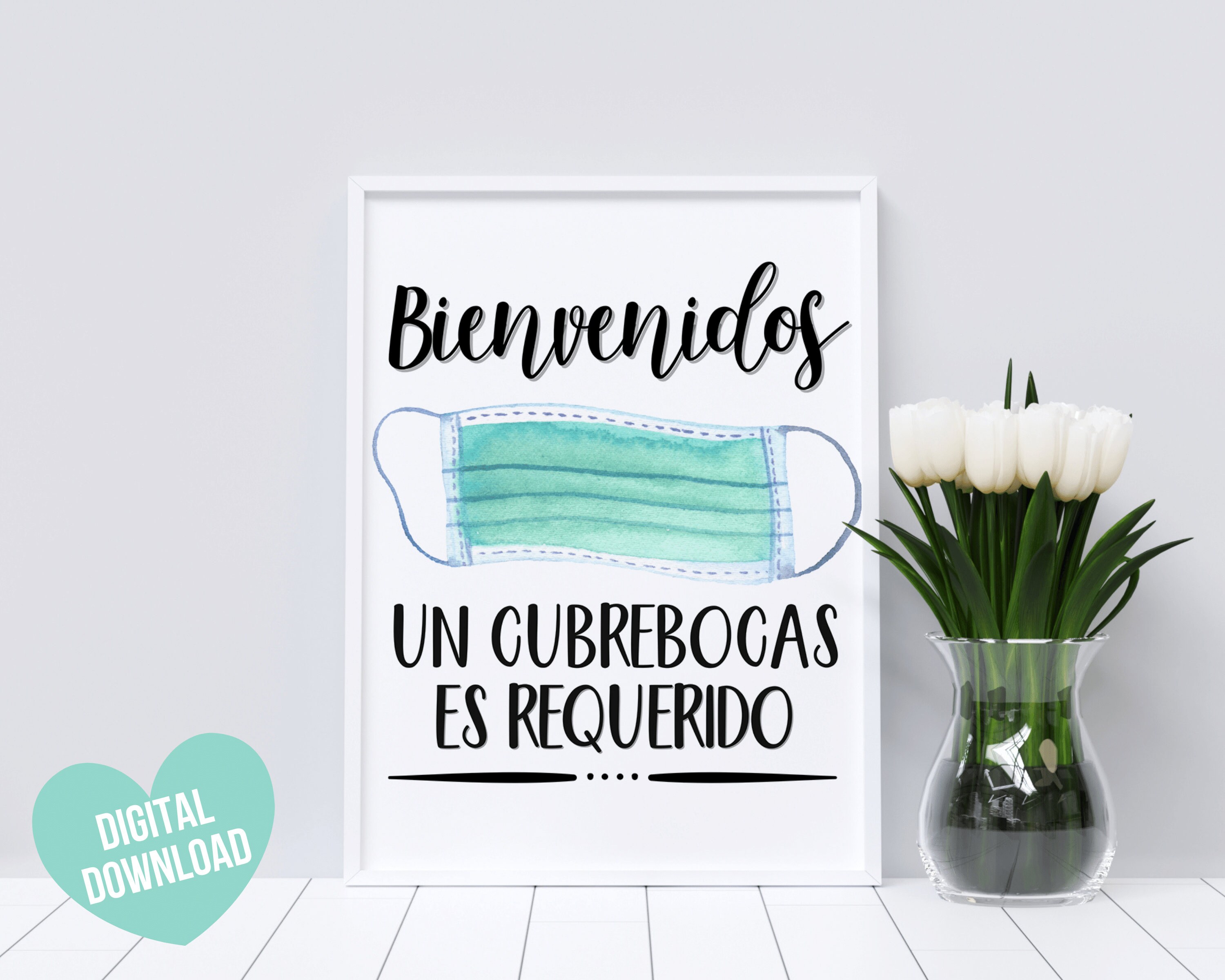 Face Mask Sign Mask Required Sign Printable Spanish Wear a - Etsy
