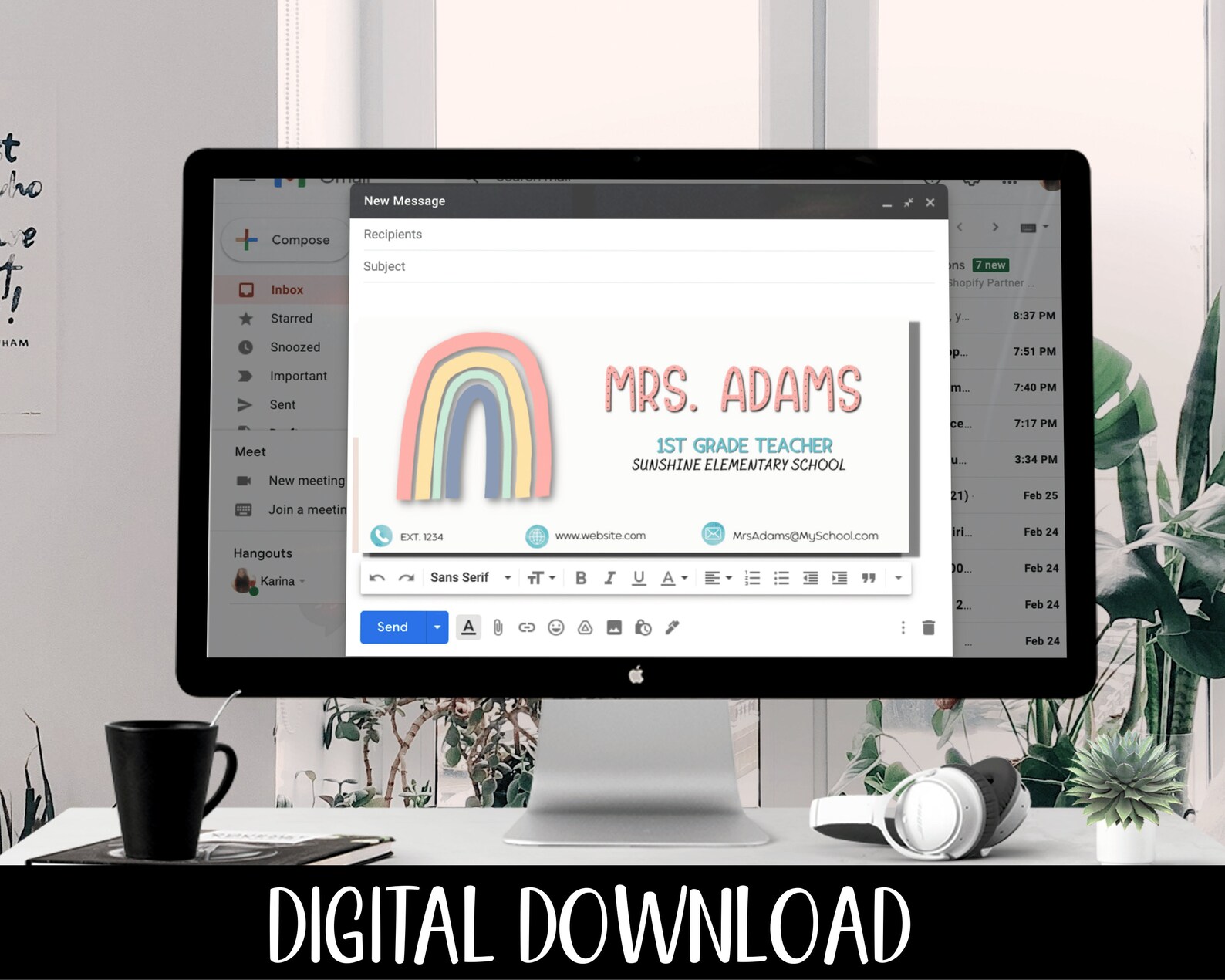 Email Signature Teacher Email Signature Template Boho - Etsy