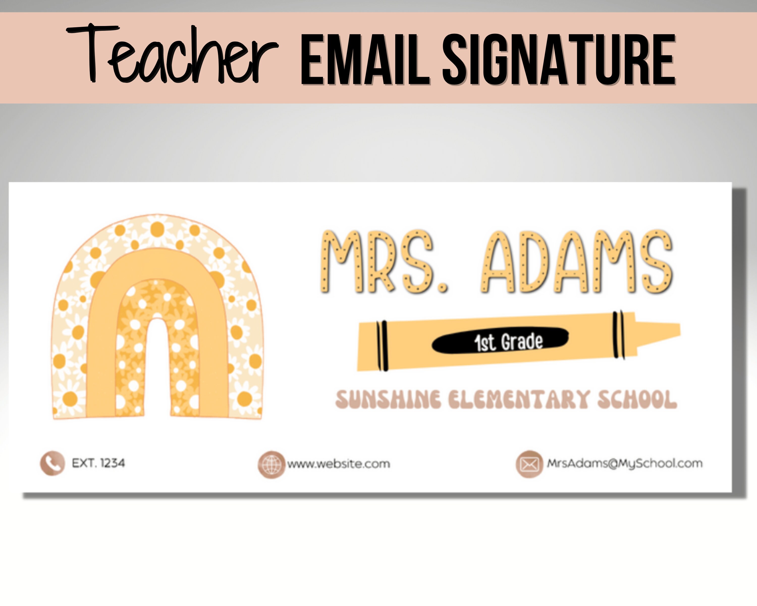 Email Signature Teacher Email Signature Template Boho - Etsy Hong Kong