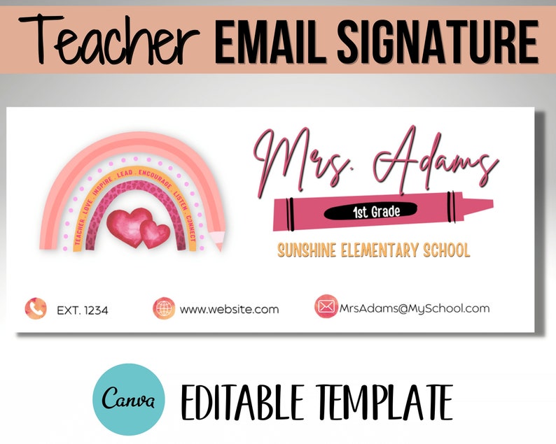 Teacher Email Signature Email Template for Teachers Email - Etsy