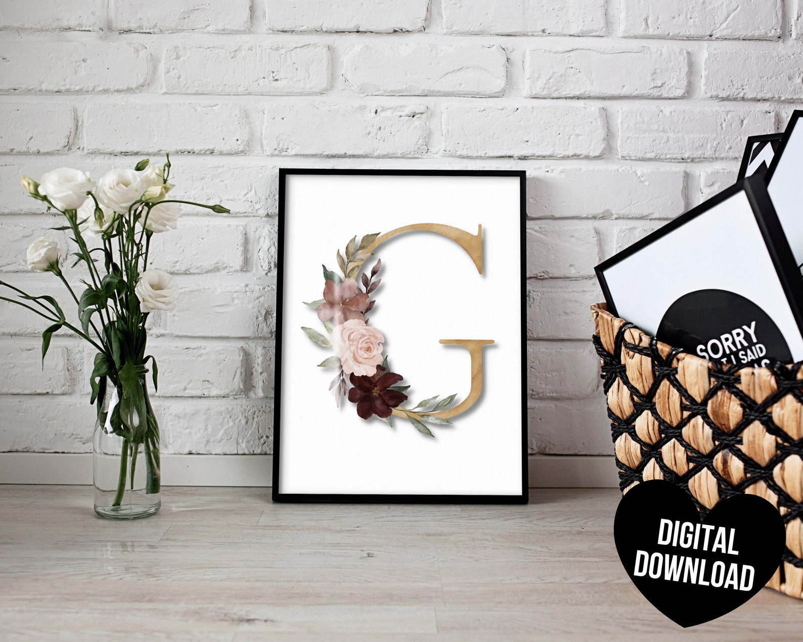 Letter Art Print PRINTABLE Letter G Wall Art Initial Wall - Etsy