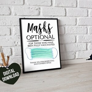 Face Mask Sign PRINTABLE Wear a Mask Sign Mask Optional - Etsy